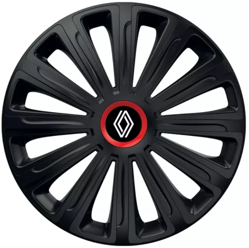Set 4 Capace Roti pentru Renault Nou model Trend Black Cu Inel Rosu R16 ...