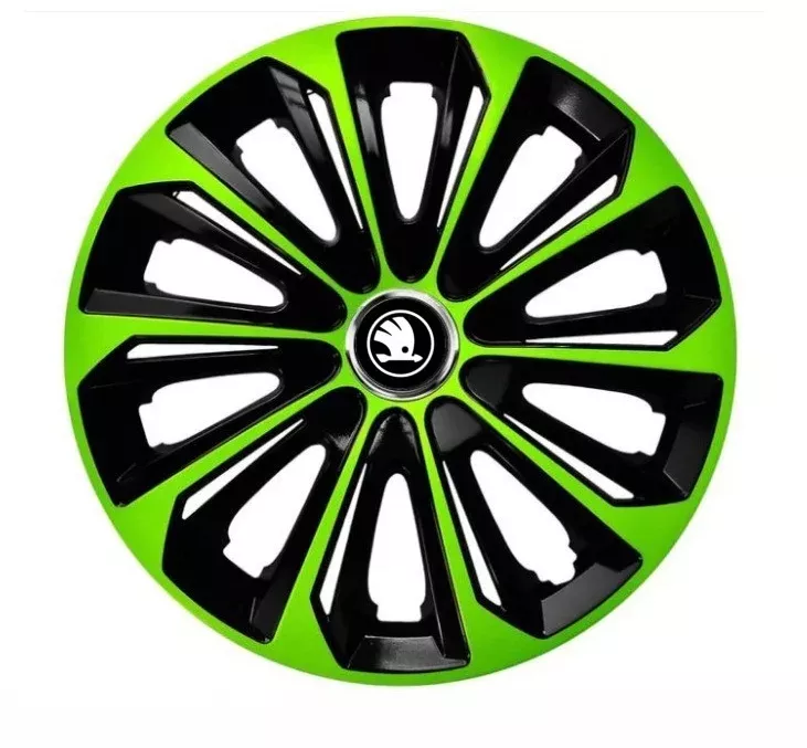 Set 4 Capace Roti pentru Skoda Nou Alb-Negru model Extra Strong Green ...