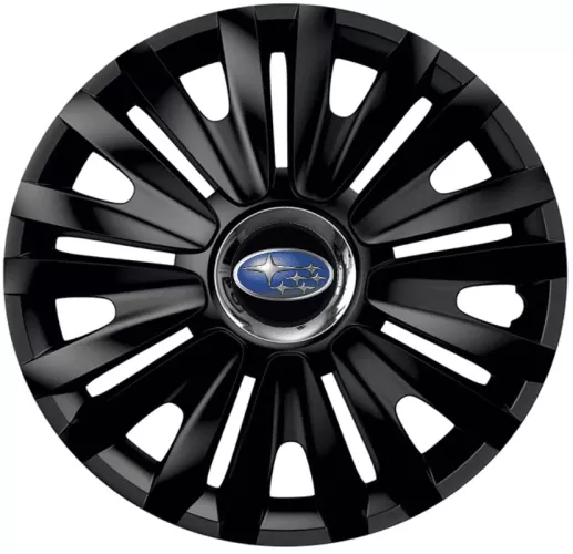 Set 4 capace roti Royal Negru Cu Inel Cromat pentru gama auto Subaru ...