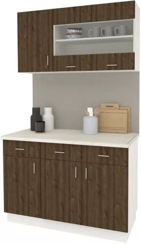 Set Bucatarie haaus Karo V3 Stejar Bronz/Alb Blat Thermo 28 mm L 120 cm ...