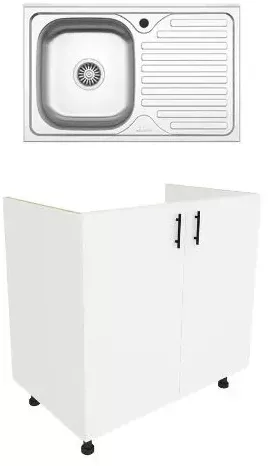 Set Masca Chiuveta haaus Karo Alb 80 x 50 x 80 cm Chiuveta haaus Inox ...