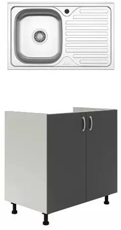 Set Masca Chiuveta haaus Karo Antracit/Alb 80 x 50 x 80 cm Chiuveta ...