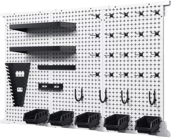 Organizator de perete Otel carlige si rafturi pentru scule 3 x paneluri ...