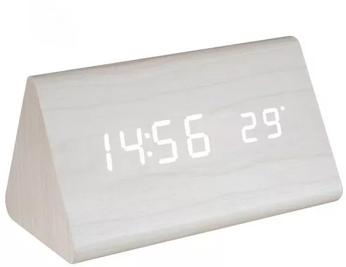 Ceas decorativ din lemn digital alb 150 x 80 x 90 mm 3 x AAA SMG-OC 07 ...