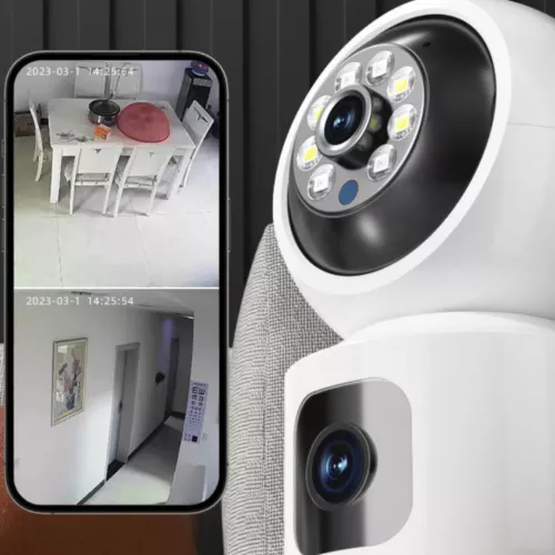 Camera Video Supraveghere WiFi cu 355° Rotativa si o Camera Fixa ...