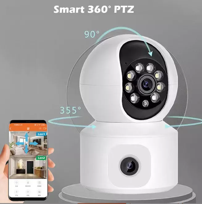 Camera Video Supraveghere WiFi cu 355° Rotativa si o Camera Fixa ...