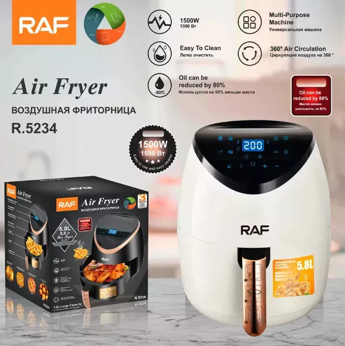 Friteuza Air Fryer RAF R.5234W - Aer cald fara ulei Touchscreen digital ...