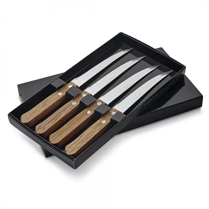 Set 4 cutite in cutie din inox si lemn dalimag615 - cel.ro