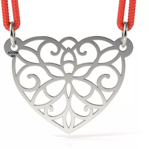 Pandantiv din argint cu snur model Inima dantelata 6dza_139139473 - cel.ro