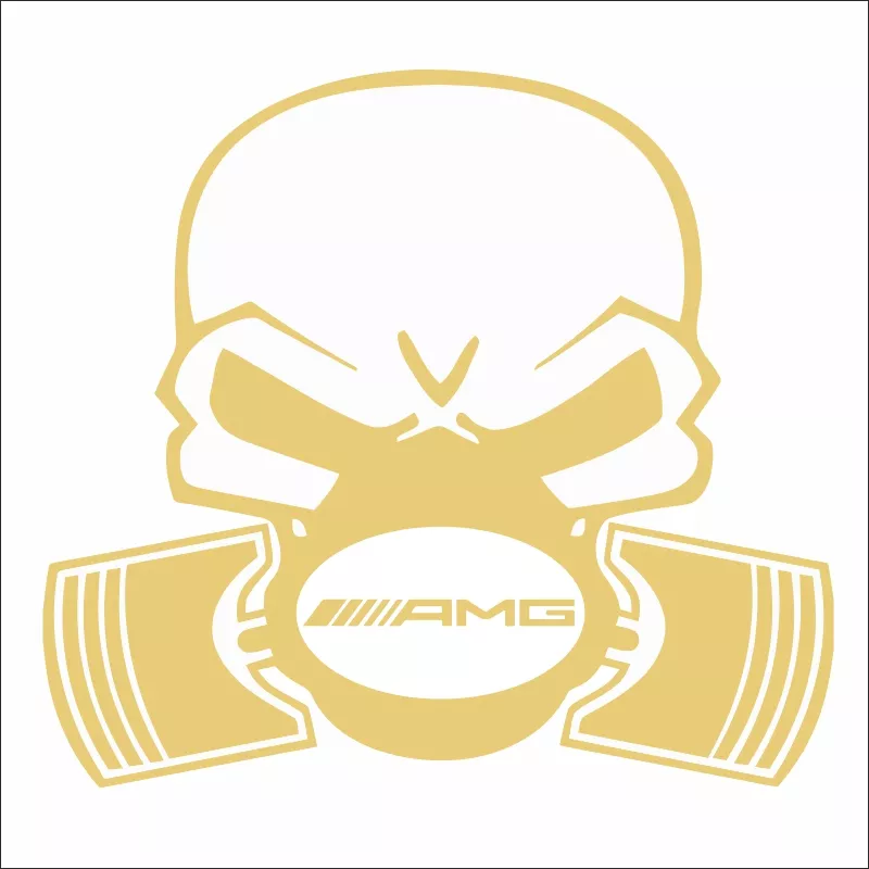 Sticker auto IMAGE Piston skull AMG auriu 22 x 20 cm STICKIMG3084 - cel.ro