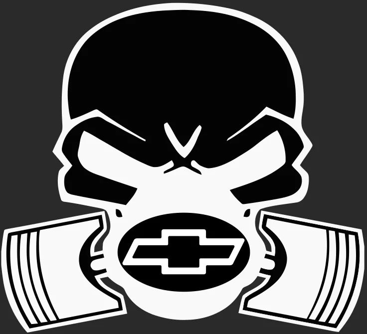 Sticker auto IMAGE Piston skull CHEVROLET alb 22 x 20 cm STICKIMG3100 ...