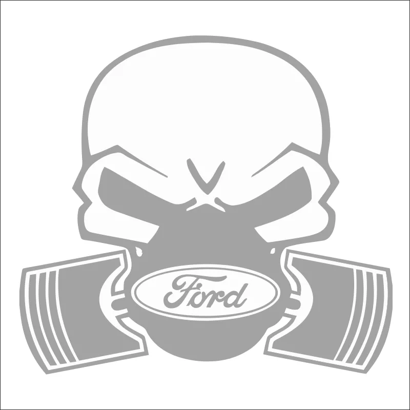 Sticker auto IMAGE Piston skull FORD argintiu 22 x 20 cm STICKIMG3131