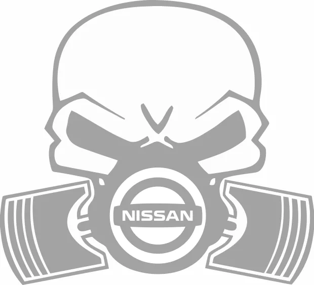 Sticker auto IMAGE Piston skull NISSAN argintiu 22 x 20 cm STICKIMG3197 - cel.ro