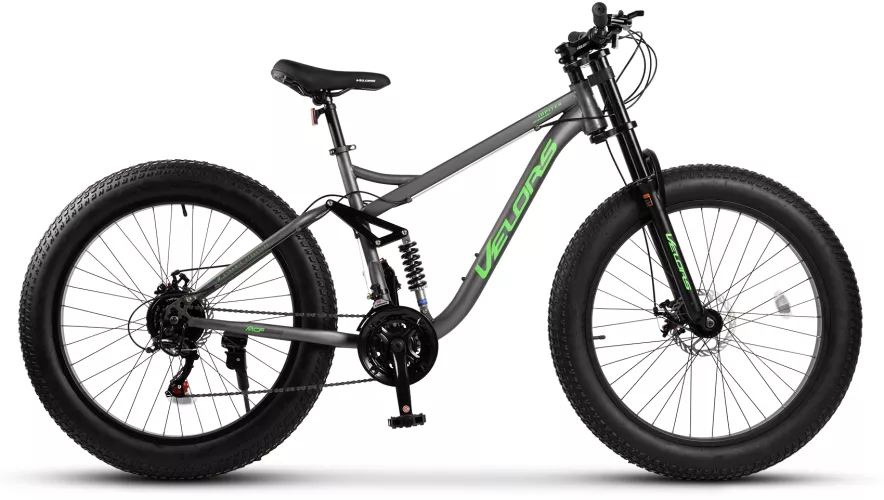 Bicicleta MTB-Full Suspension Fat-Bike Velors Jupiter V26309G 26 Gri/Verde