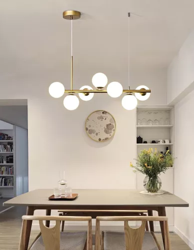 Lustra living LuminiLux Gold 7 globuri 90 cm Sticla reyc_955236005 - cel.ro