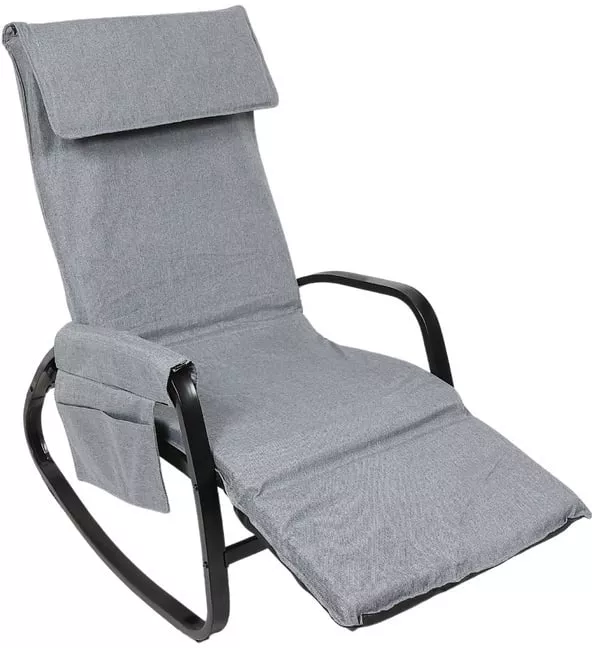 Scaun de gradina terasa balansoar reglabil metal + poliester gri s0nv ...
