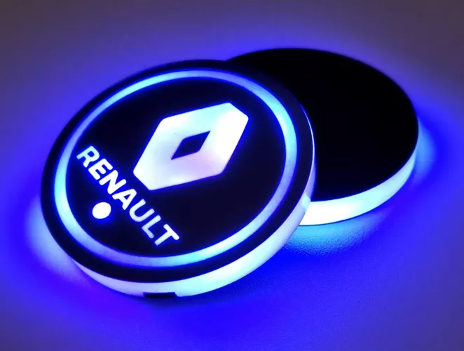 Suport auto pentru pahare cu lumina inteligenta LED cu logo RENAULT ...
