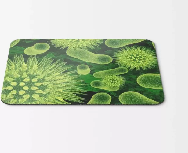 Mouse Pad Bacteria Artwork Digital Art Green Microscopic - 21.5 x 27 x ...