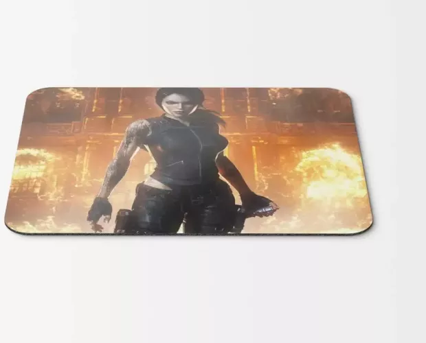 Mouse Pad Lara Croft Exiting A Burning Building Tomb Raider - 21.5 X 27 ...