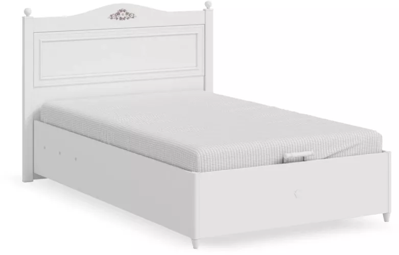 Pat 120x200 cm cu spatiu depozitare pentru copii Colectia Rustic White ...