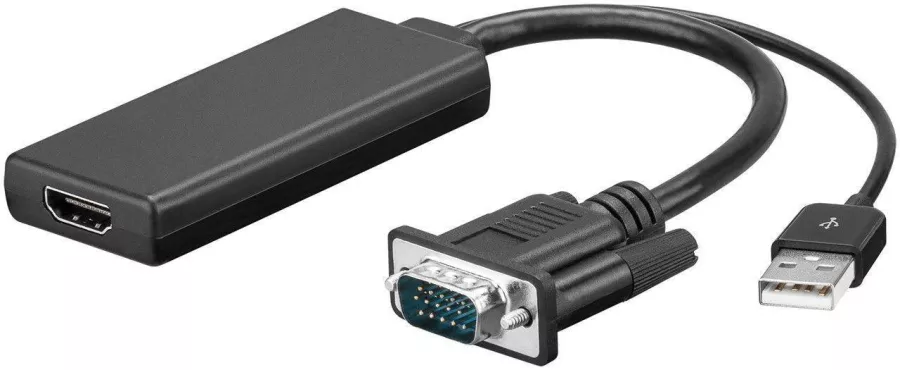 Cablu adaptor VGA +audio USB la HDMI 1920x1080P 0.1m Goobay 67816