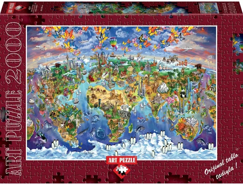 Puzzle 2000 piese World Wonders Illustrated Map - MARIA RABINKY AP4717 ...