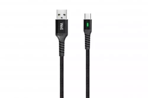 Cablu de date si incarcare USB Type C 1m Well indicator incarcare 3A ...