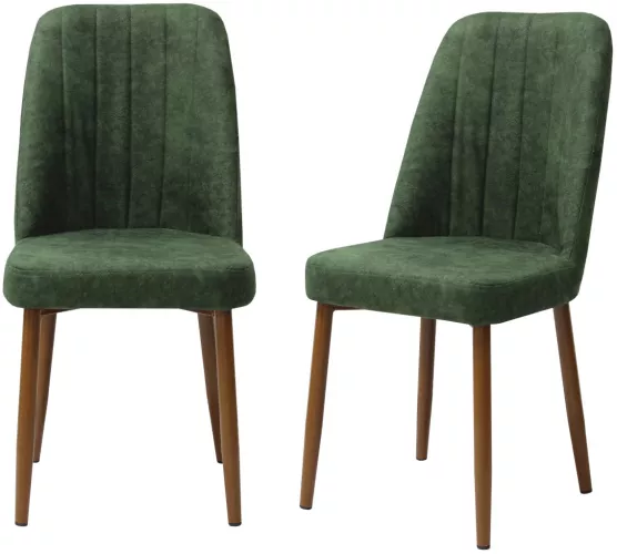 Set 2 Scaune Artemis Verde Picior Maro - cel.ro