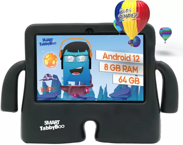 Tableta copii SMART TabbyBoo Kuby Fun 2024 64GB 8GB RAM Android 12 cu ...