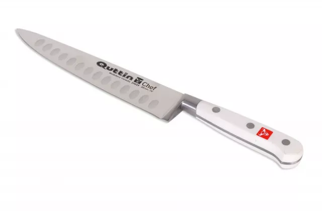 Cutit chef cu lama cu alveole 20 cm maner alb AVIND097 - cel.ro
