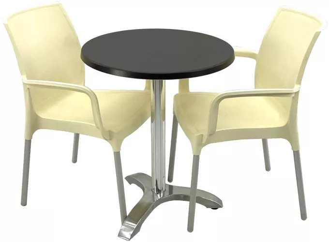 Set bistro de exterior RAKI masa rotunda D60cm cu blat Werzalit New ...