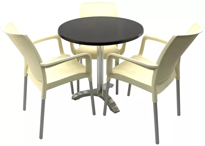 Set bistro de exterior RAKI masa rotunda D70cm cu blat Werzalit New ...