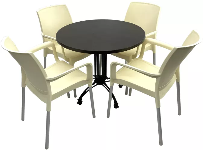 Set bistro de exterior RAKI masa rotunda D80cm cu blat Werzalit New ...