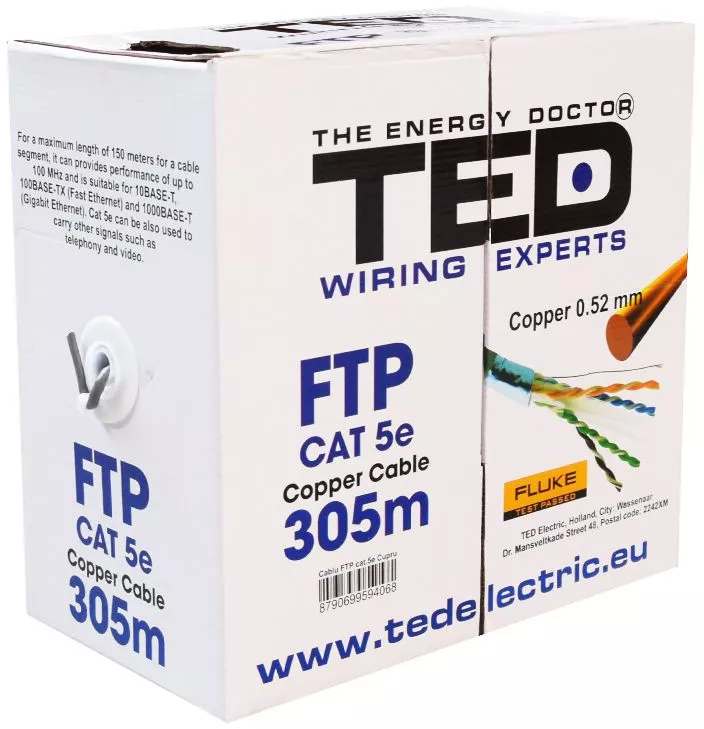 CABLU FTP CAT 5E CUPRU 0.52MM 305M TED ELECTRIC LHPKAB-TED8 - cel.ro