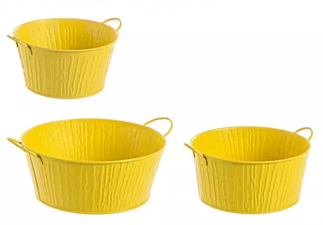 Set 12 ghivece flori zinc galben 33x26x13 cm 26x22x12 cm 23.5x20x11 cm ...