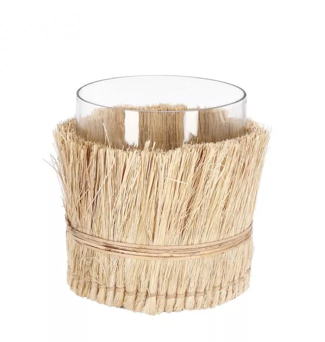 Set 6 vaze flori sticla ratan natur Zhob 12x15 cm 0200198 - cel.ro