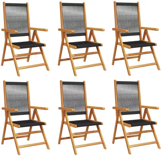 VidaXL Scaune de gradina rabatabile 6 buc. negru lemn masiv acacia ...