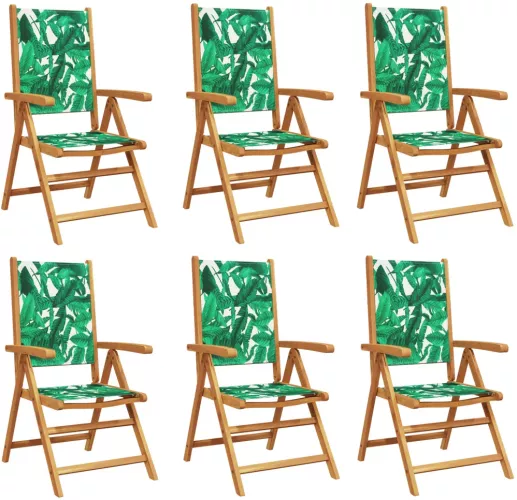 VidaXL Scaune de gradina rabatabile 6 buc. textil verde/lemn masiv ...