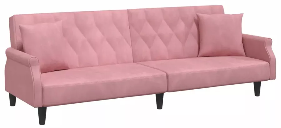 VidaXL Canapea extensibila cu cotiere roz catifea 351947 - cel.ro