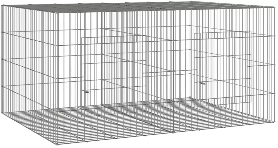 VidaXL Cusca pentru iepuri 2 panouri 110x79x54 cm fier galvanizat ...