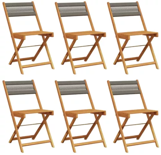 VidaXL Scaune de gradina pliabile 6 buc. gri lemn masiv acacia 3214605 ...