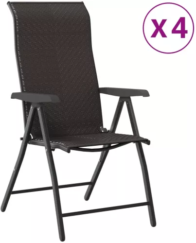 VidaXL Scaune Rabatabile De Gradina 4 buc. cafea neagra poliratan ...