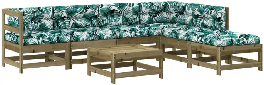 VidaXL Set mobilier de gradina cu perne 7 piese lemn de pin tratat ...