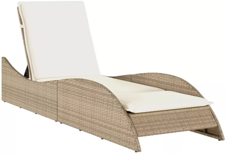 VidaXL Sezlong cu perna bej 60x205x73 cm poliratan 368282 - cel.ro
