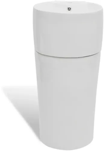 Chiuveta baie cu suport orificiu robinet/preaplin rotund ceramica alb ...