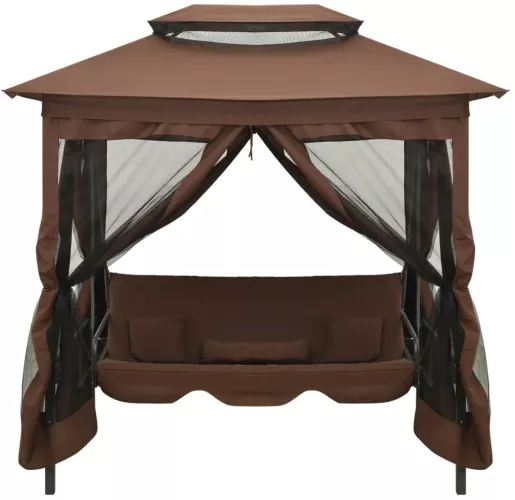 VidaXL Balansoar extensibil cu pavilion cafeniu 43240 - cel.ro