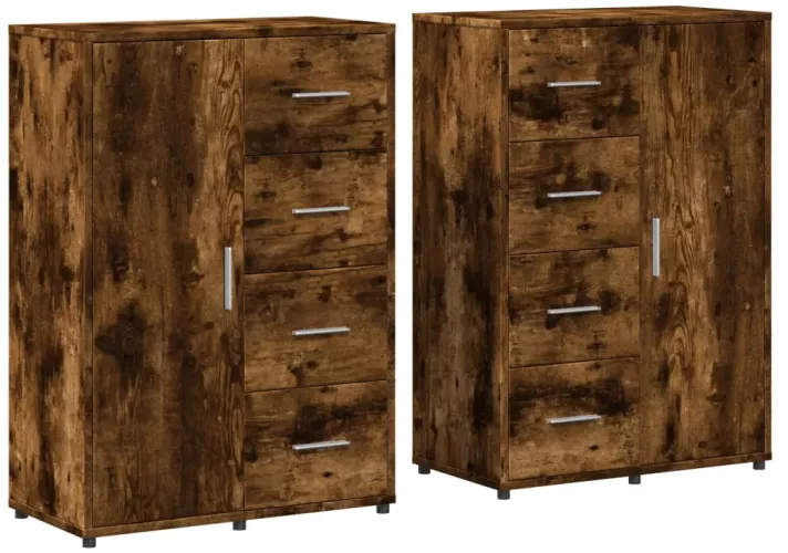 VidaXL Dulapuri 2 buc. stejar fumuriu 60x31x84 cm lemn prelucrat ...