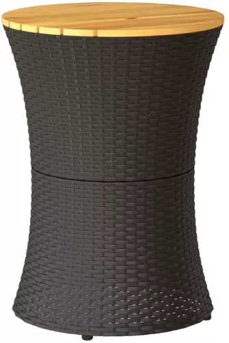 VidaXL Masa laterala de gradina forma de toba negru poliratan/lemn ...