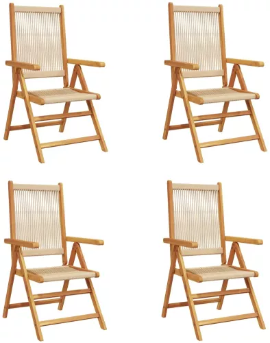 VidaXL Scaune de gradina rabatabile 4 buc. bej lemn masiv acacia ...