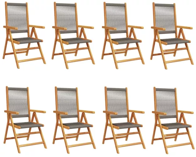 VidaXL Scaune de gradina rabatabile 4 buc. gri lemn masiv acacia ...